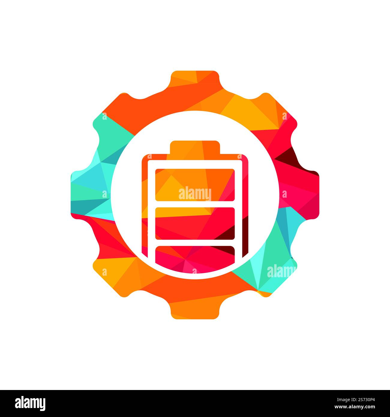 Industrial energy and power logo design concept. Battery and gear icon ...