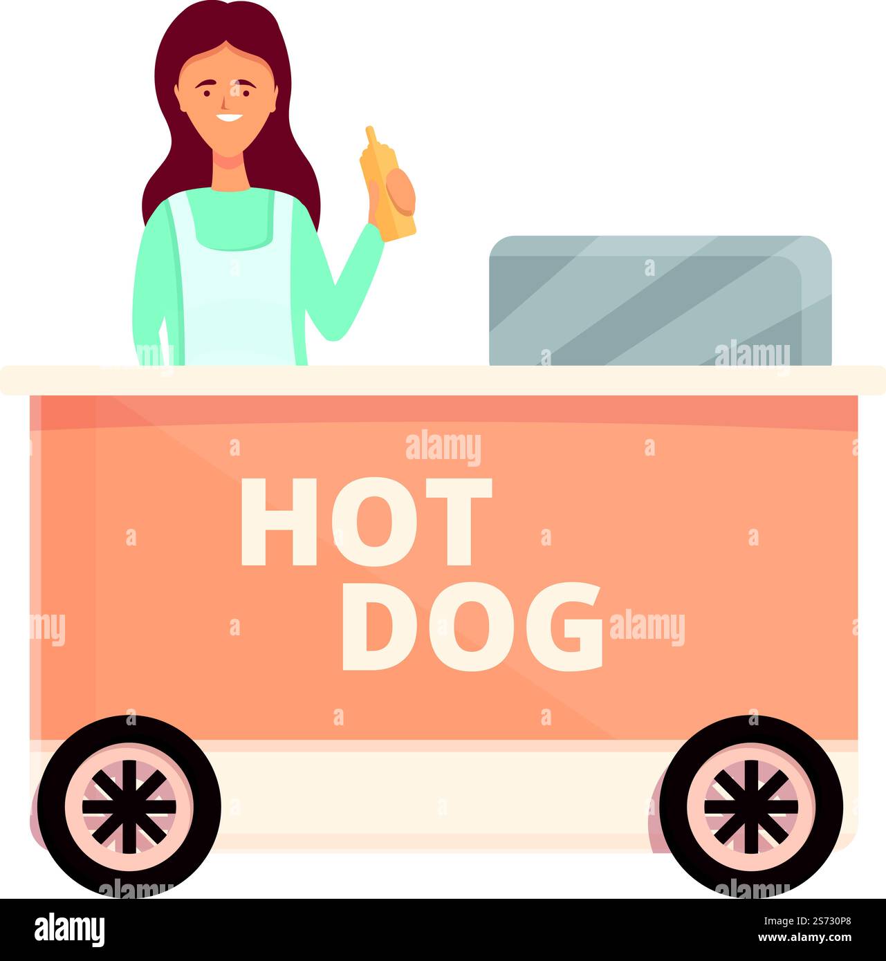Hot dog cart icon cartoon vector. Food stand. Dinner sausage. Hot dog ...