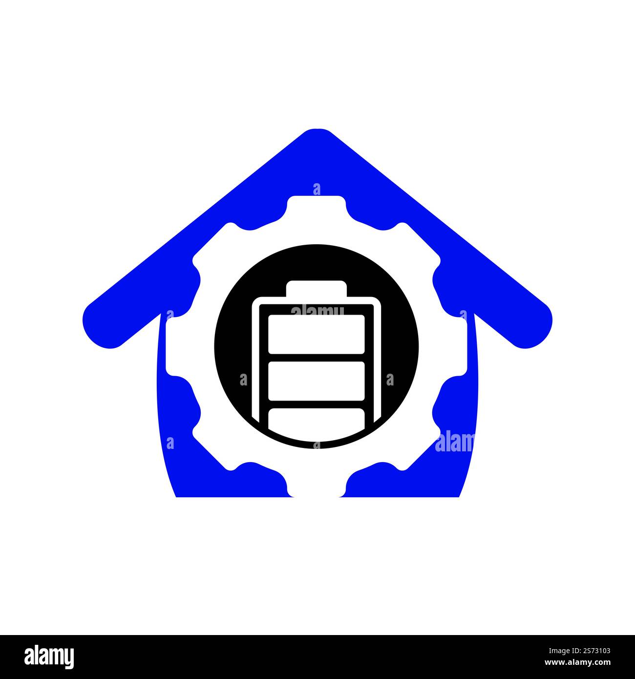 Industrial energy and power logo design concept. Battery and gear icon ...