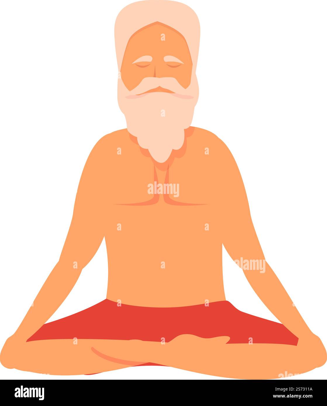Calm indian man icon cartoon vector. Yoga people. Male rishi. Calm ...