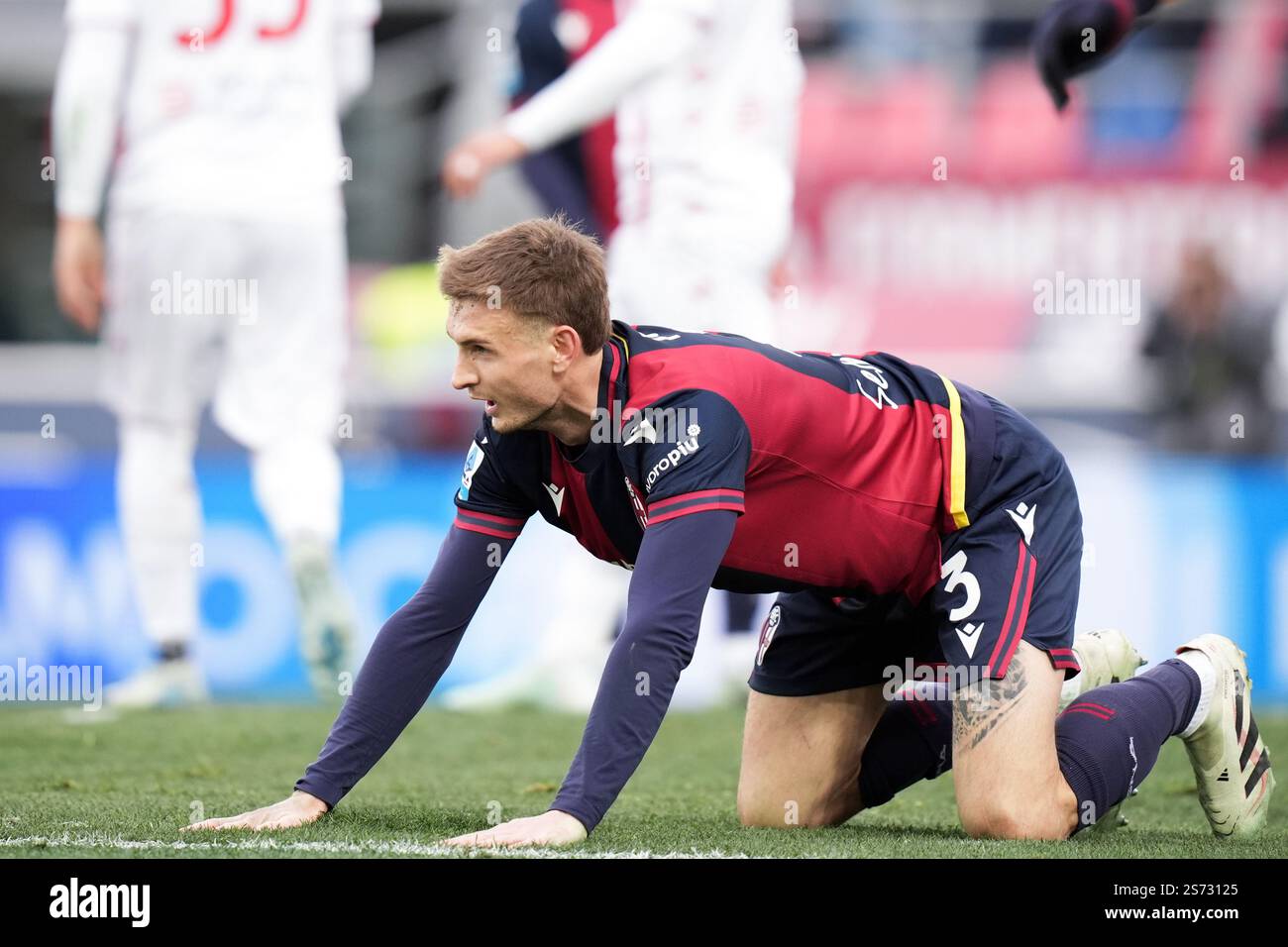 Bologna, Italia. 18th Jan, 2025. Bologna's Stefan Posch reacts after ...