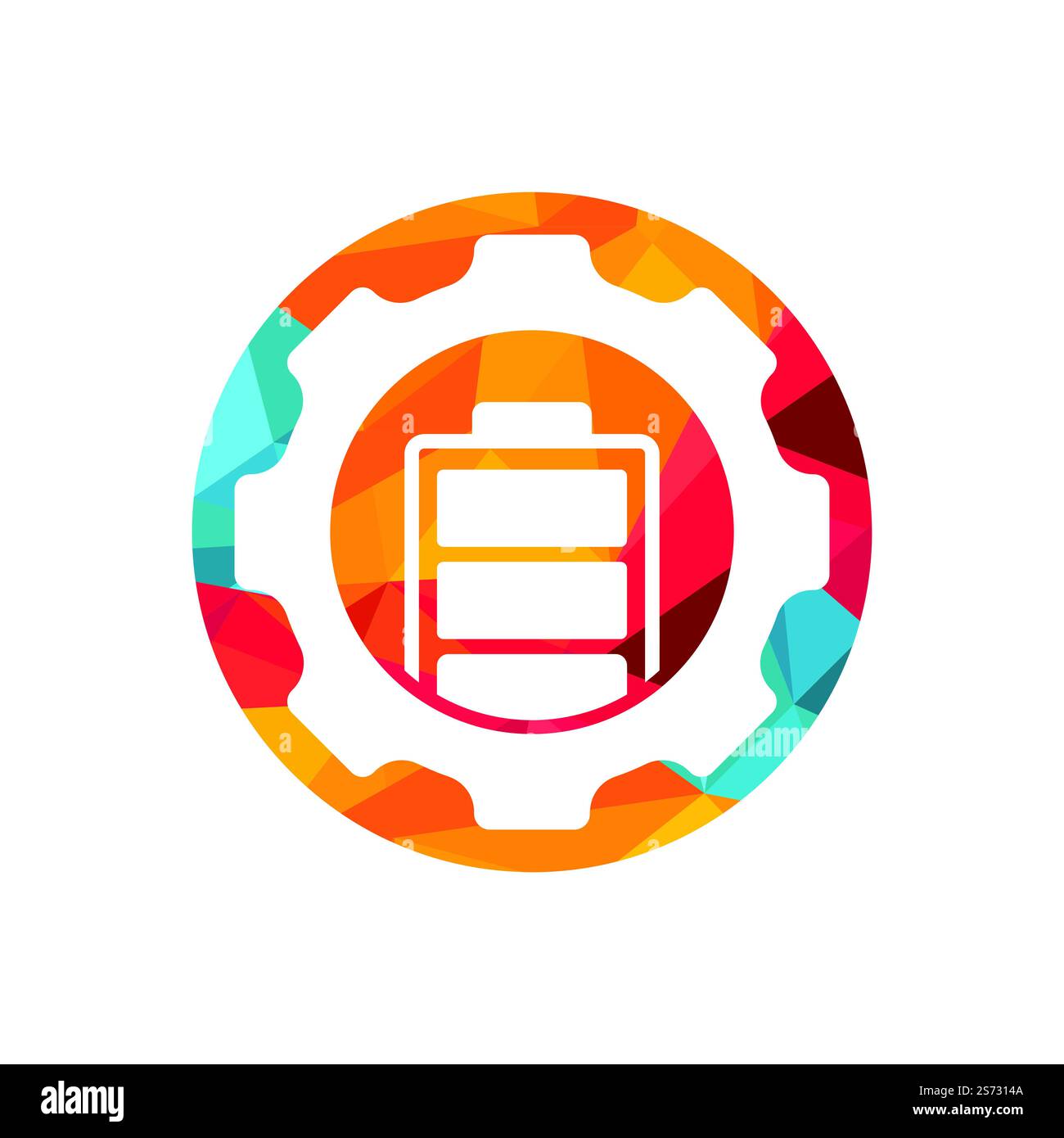 Industrial energy and power logo design concept. Battery and gear icon ...