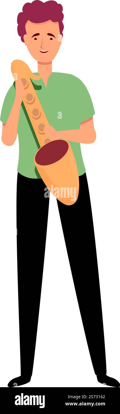 Saxophone street musician icon cartoon vector. Music people. Singer ...