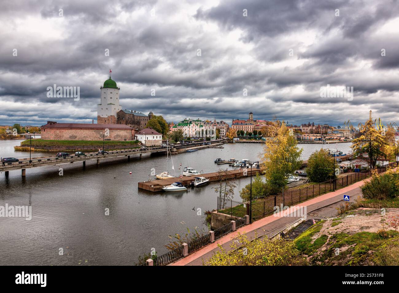 View from above of the castle and the historical part of the city of ...