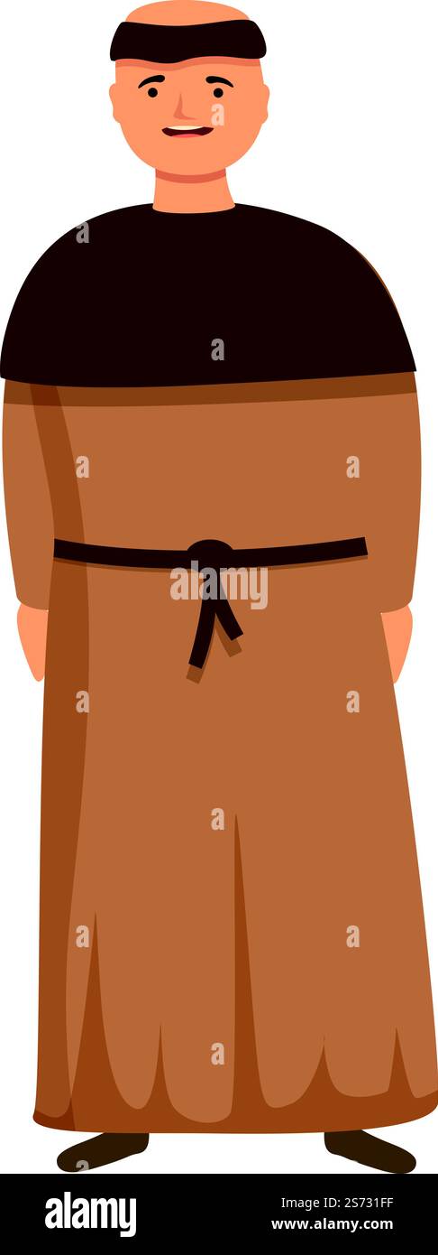 Medieval monk icon cartoon vector. Priest meditation. Christian sitting ...