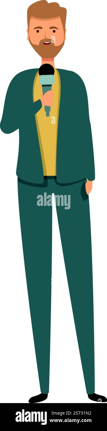 Talk reporter icon cartoon vector. Tv news. Studio crew. Talk reporter ...