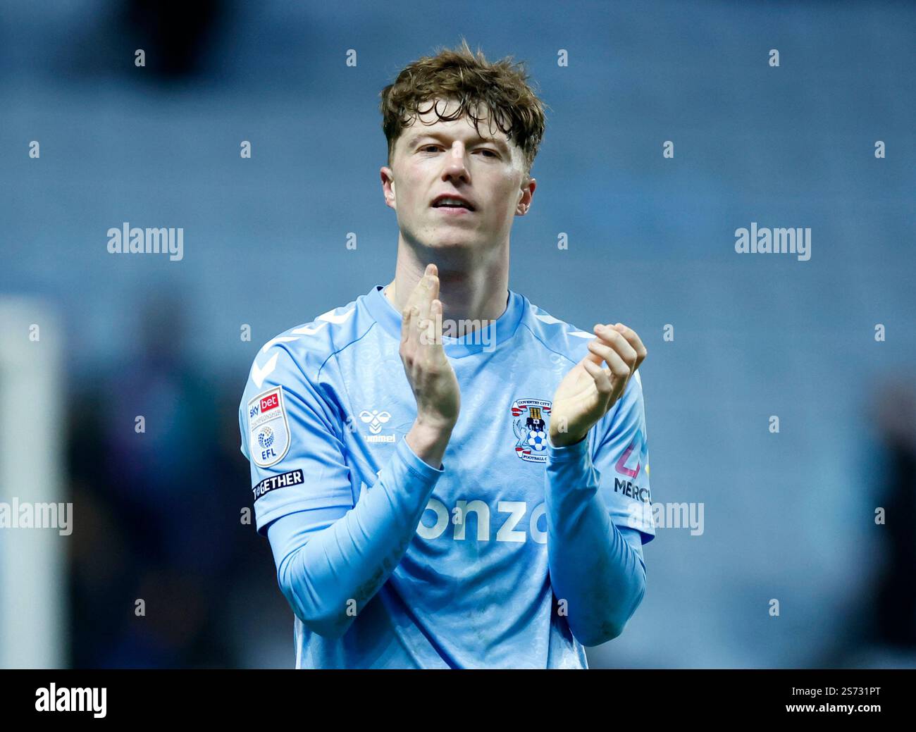 Coventry City's Victor Torp applauds the fans following the Sky Bet ...