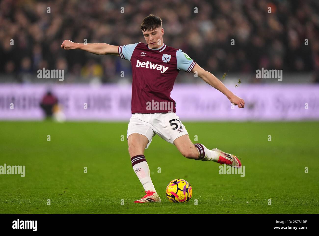 West Ham United's Oliver Scarles during the Premier League match at the ...