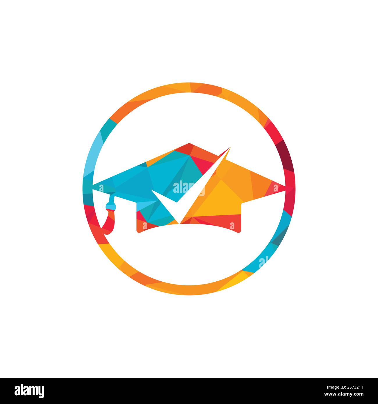 Graduation hat and check mark icon and logo design. Educational and ...