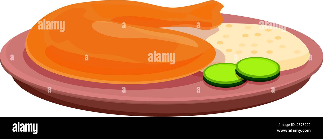 Caribbean chicken icon cartoon vector. Food plate. Cuban dish ...