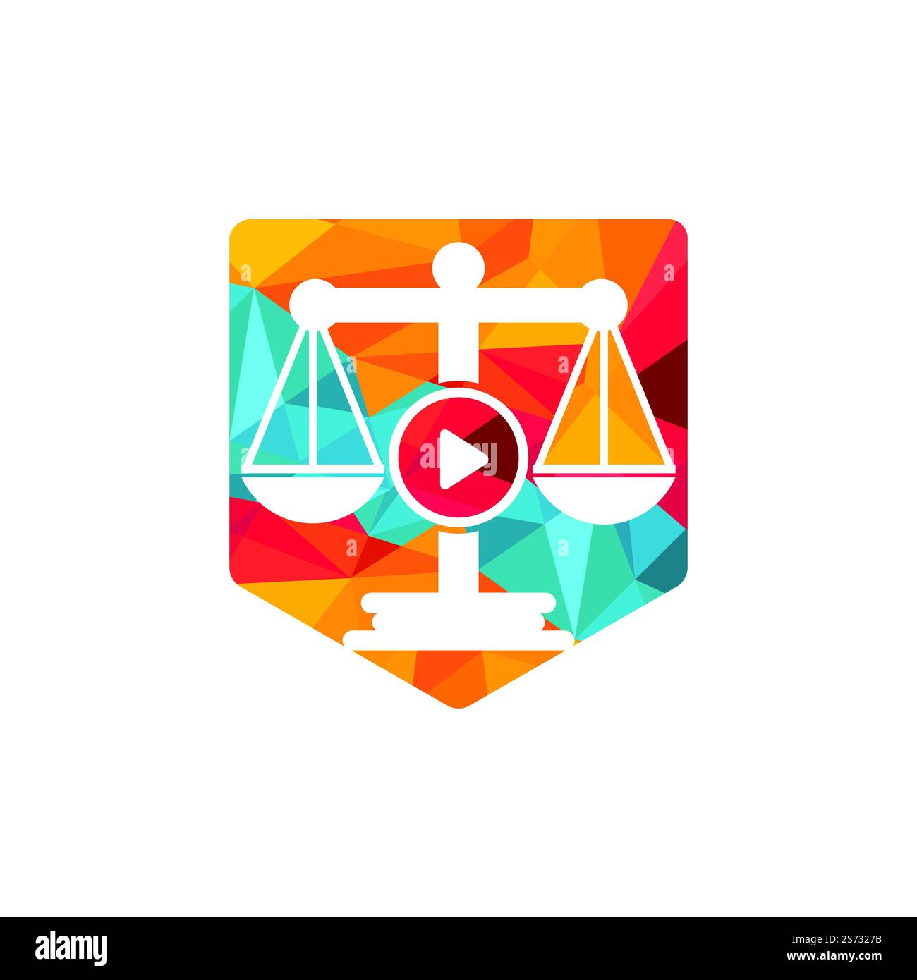 Creative play media law firm vector logo design. Scales and record ...