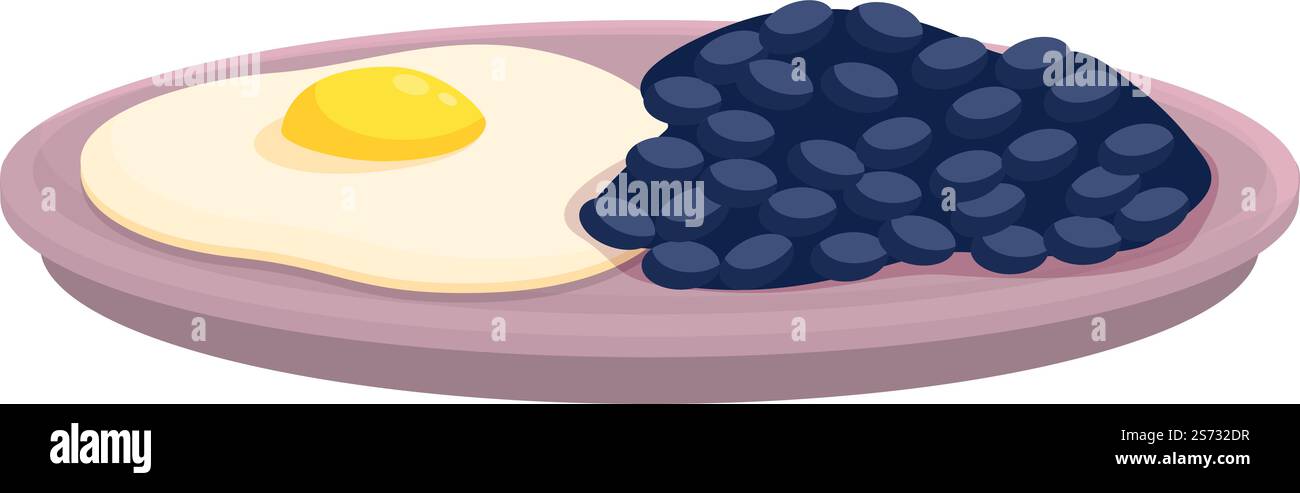 Caribbean fried egg icon cartoon vector. Food plate. Cuban dish ...