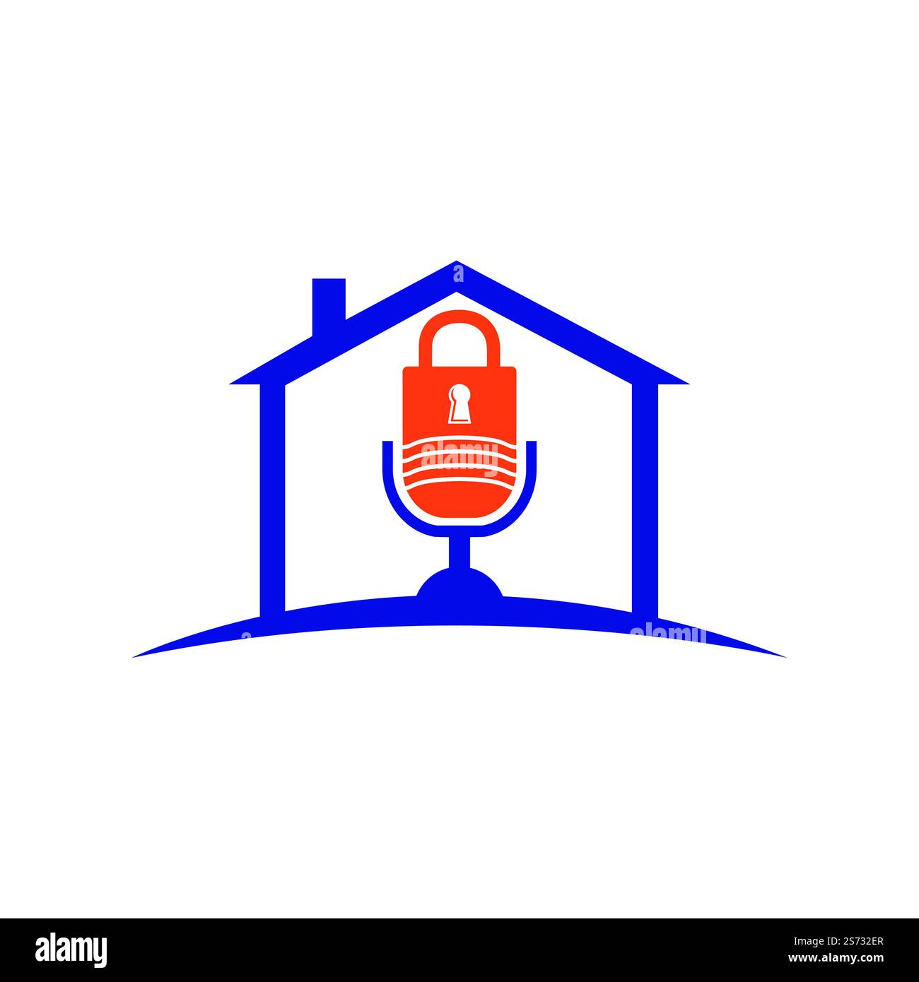 Safe podcast vector logo design. Padlock and mic with home icon vector ...