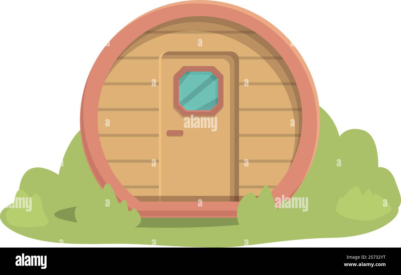 Glamping barrel icon cartoon vector. Camping house. Nature weekend ...