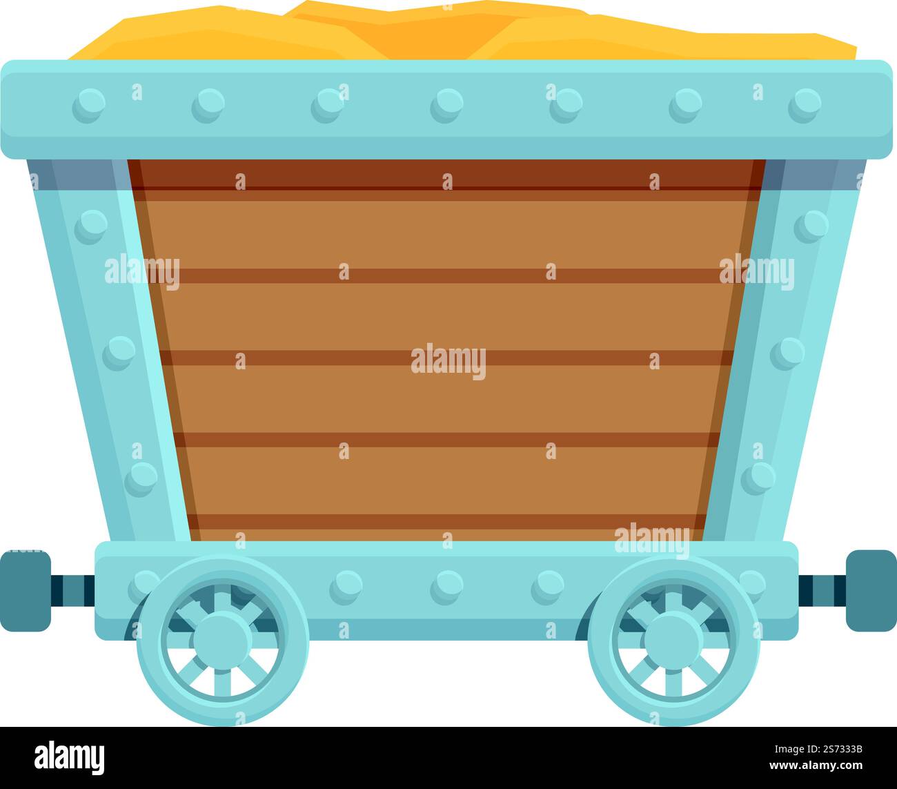 Gold treasure cart icon cartoon vector. Coin truck. Game rock. Gold ...