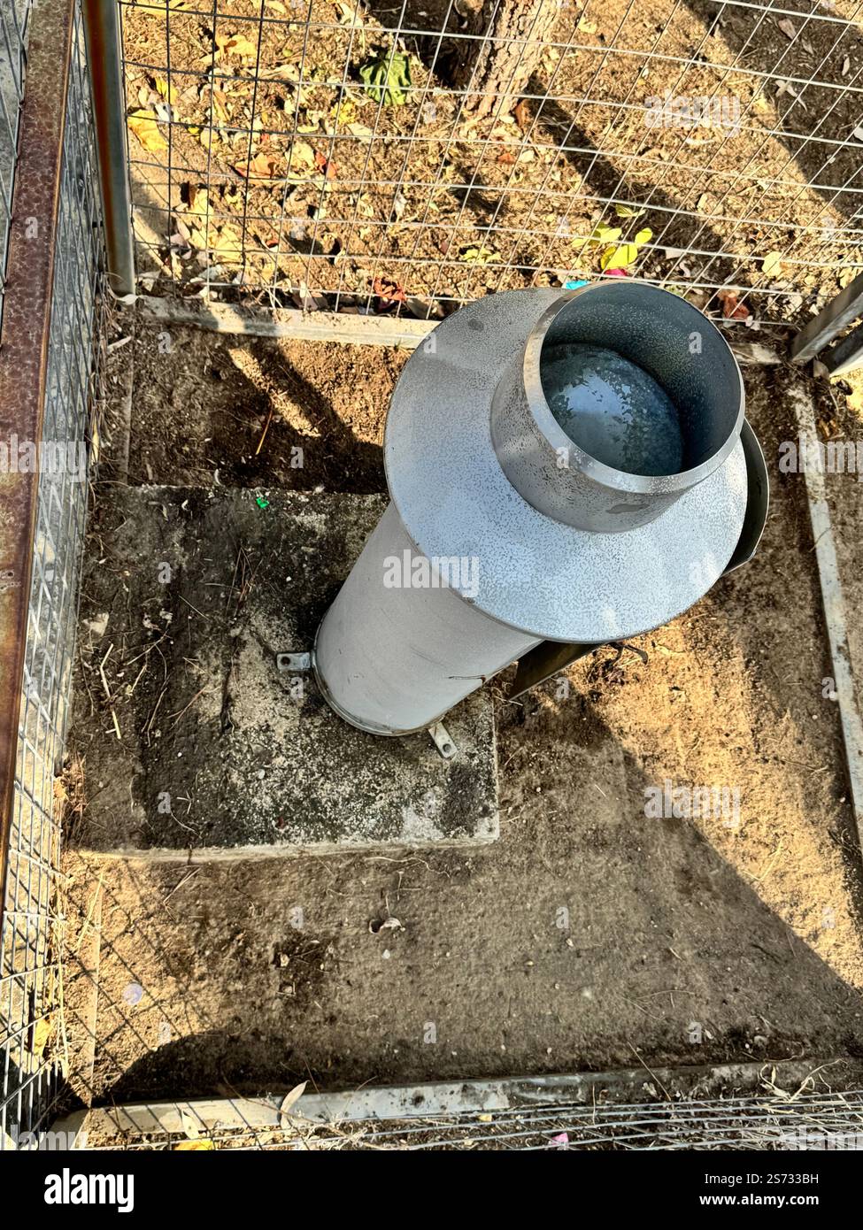 An pluviometer seen from above - the hole through which the rain water ...