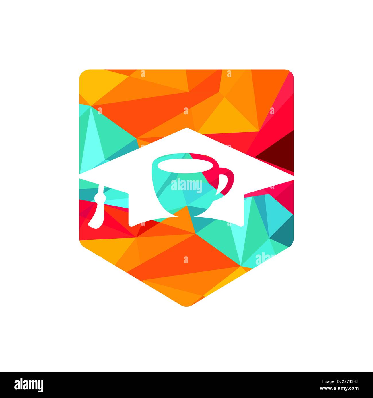 Student Coffee vector logo template. Logo symbol of the graduation cap ...