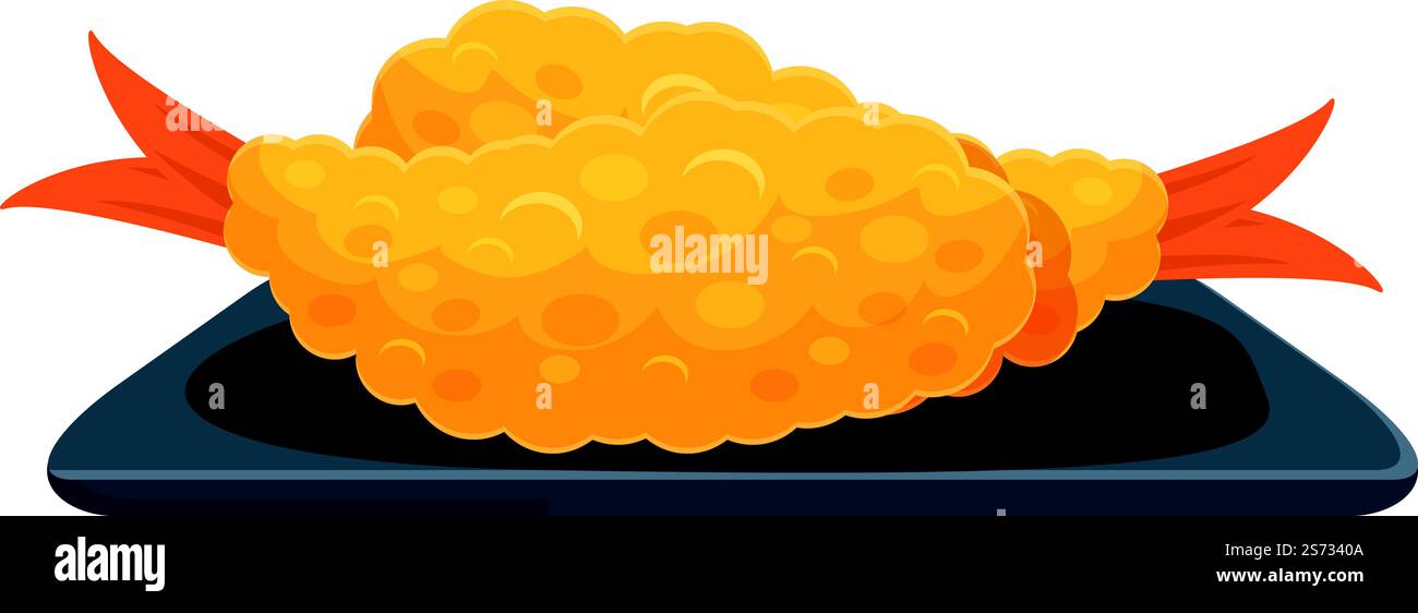 Rice tempura icon cartoon vector. Fried shrimp. Cooking cutlet. Rice ...