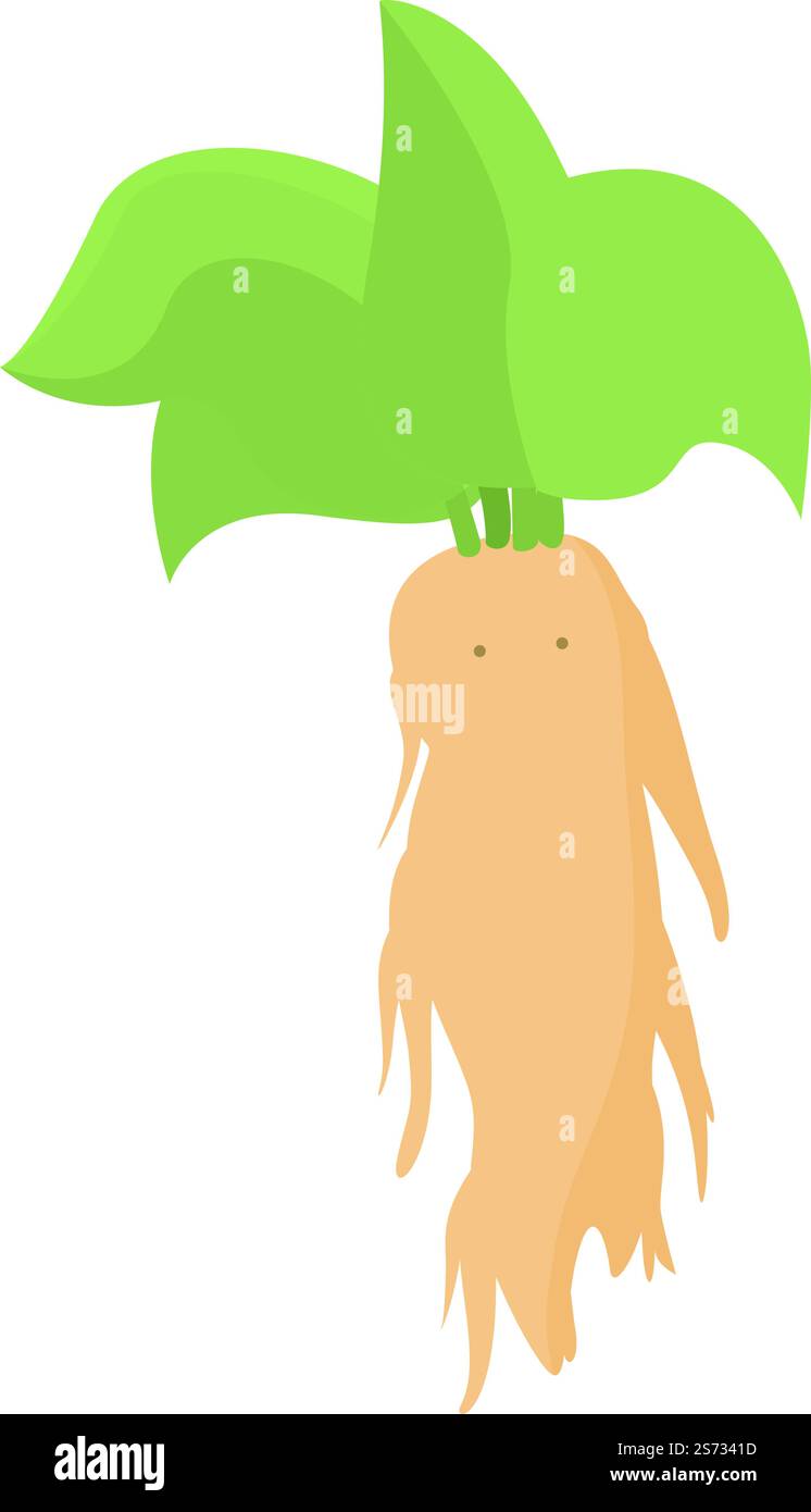 Root mandrake icon cartoon vector. Green herb. Flower nature. Root ...