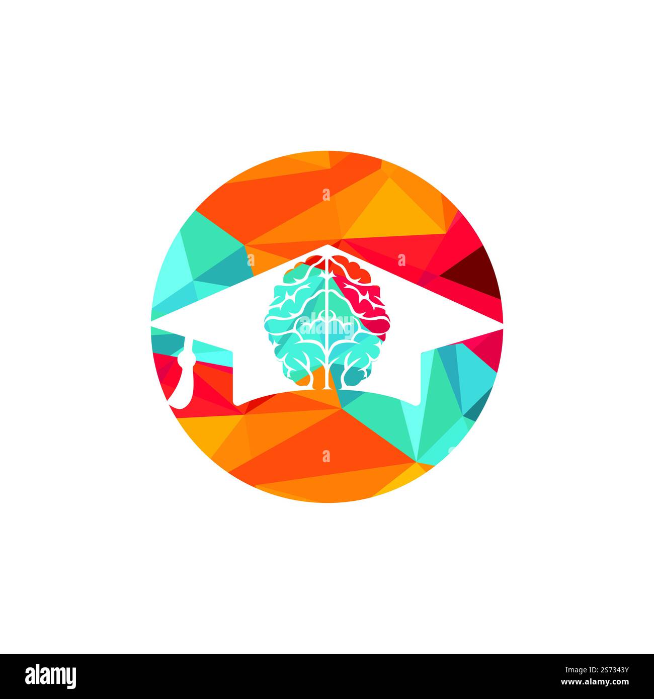 Brain and graduation cap icon design. Educational and institutional ...