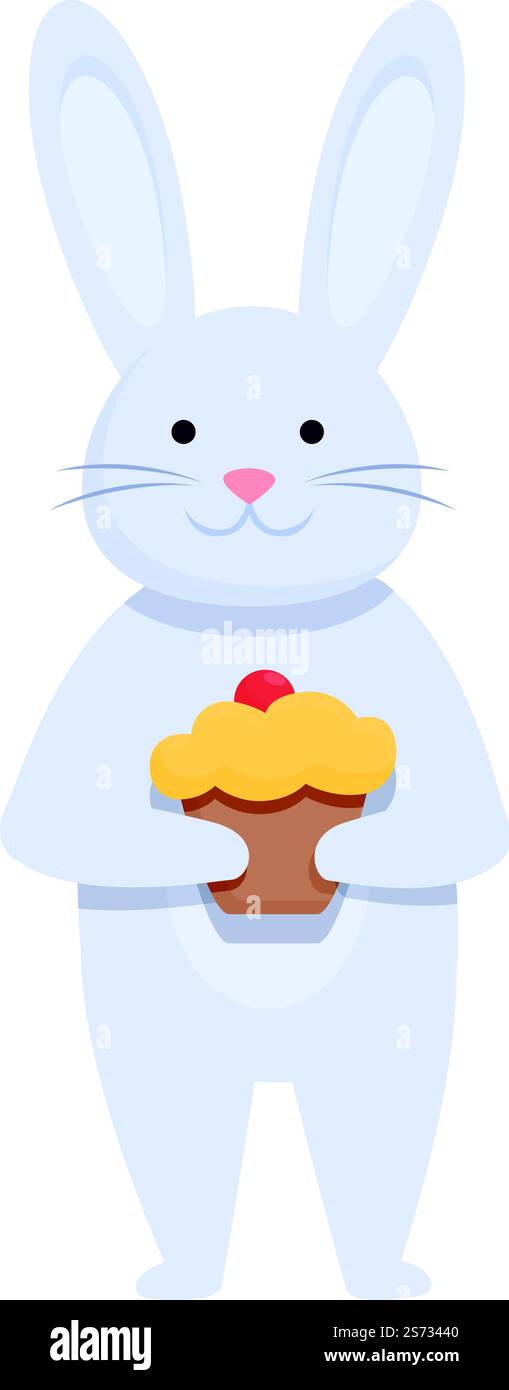 Easter rabbit with bakery icon cartoon vector. Cute bunny. Animal card ...