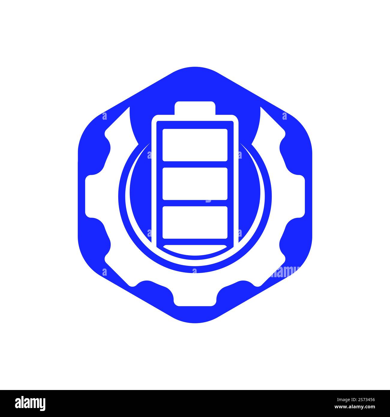 Industrial energy and power logo design concept. Battery and gear icon ...