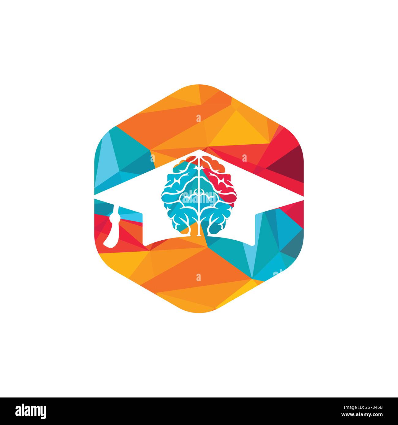 Brain and graduation cap icon design. Educational and institutional ...