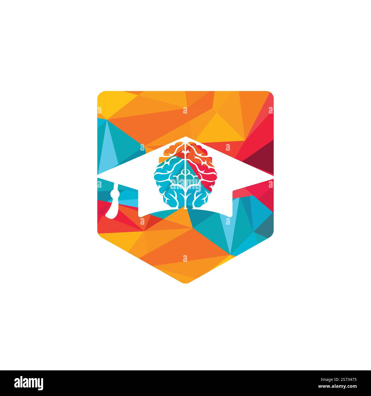 Brain and graduation cap icon design. Educational and institutional ...
