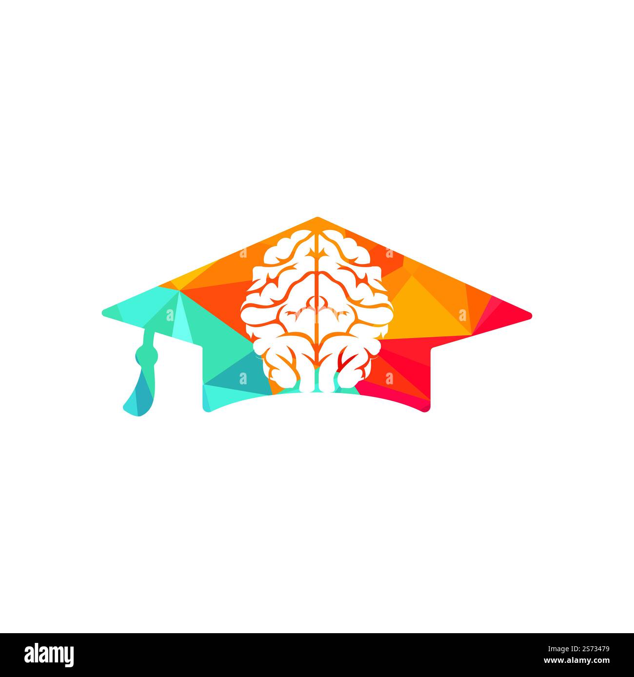 Brain and graduation cap icon design. Educational and institutional ...