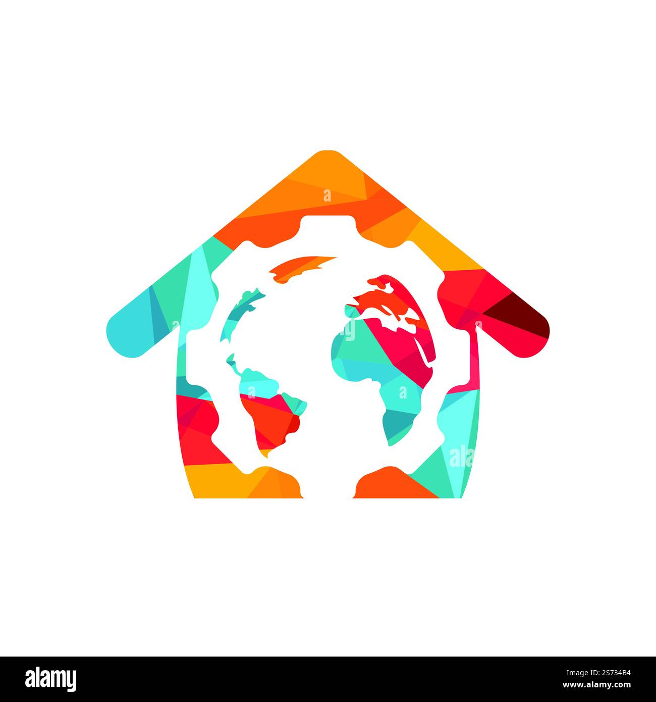 Gear global with home shape vector logo design. Gear planet icon logo design element Stock ...