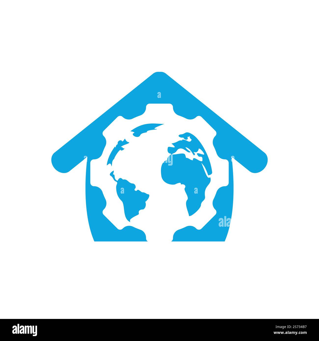 Gear global with home shape vector logo design. Gear planet icon logo design element Stock ...
