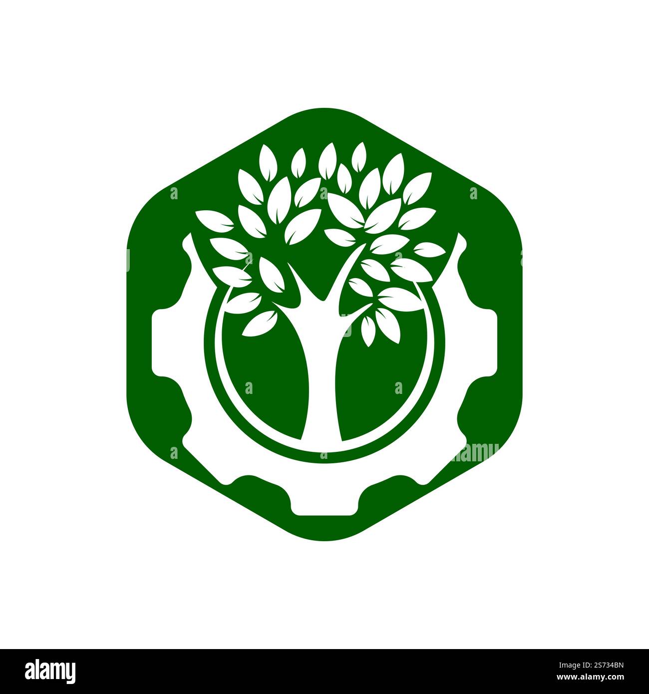 Gear tree vector logo design template. Modern nature technology logo ...