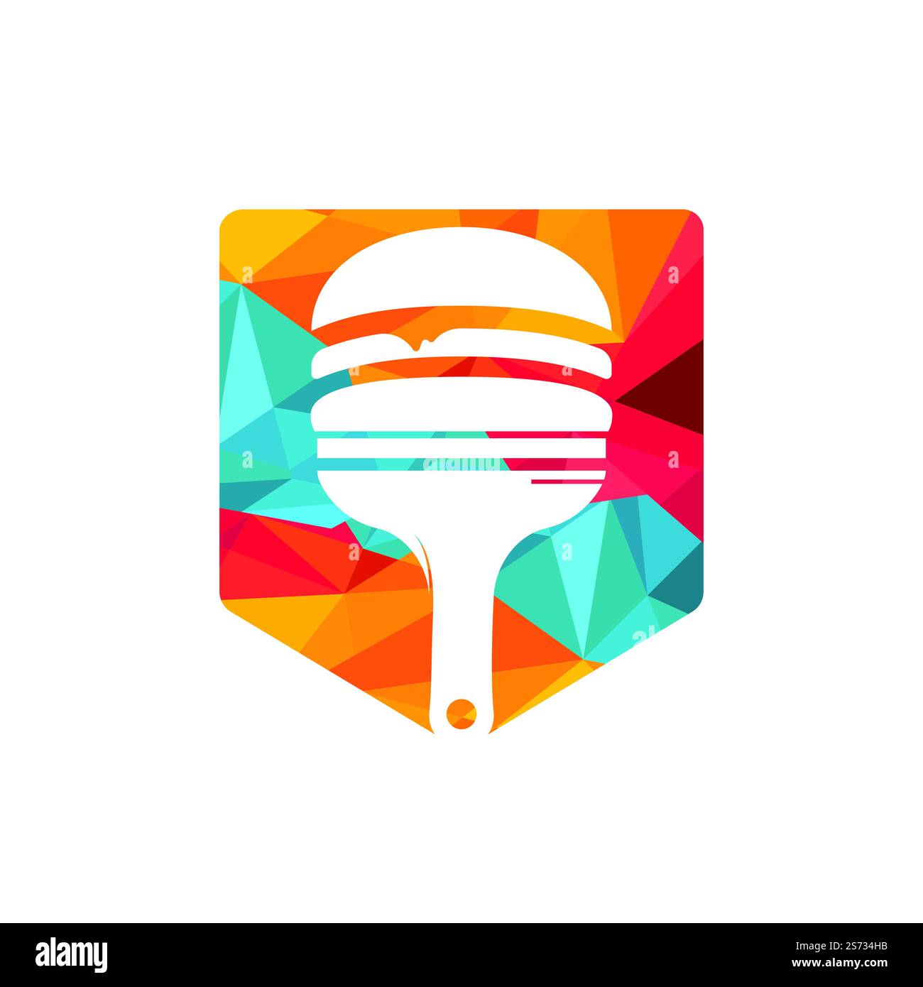 Artistic restaurant and cafe logo design. Burger with paint brush icon ...