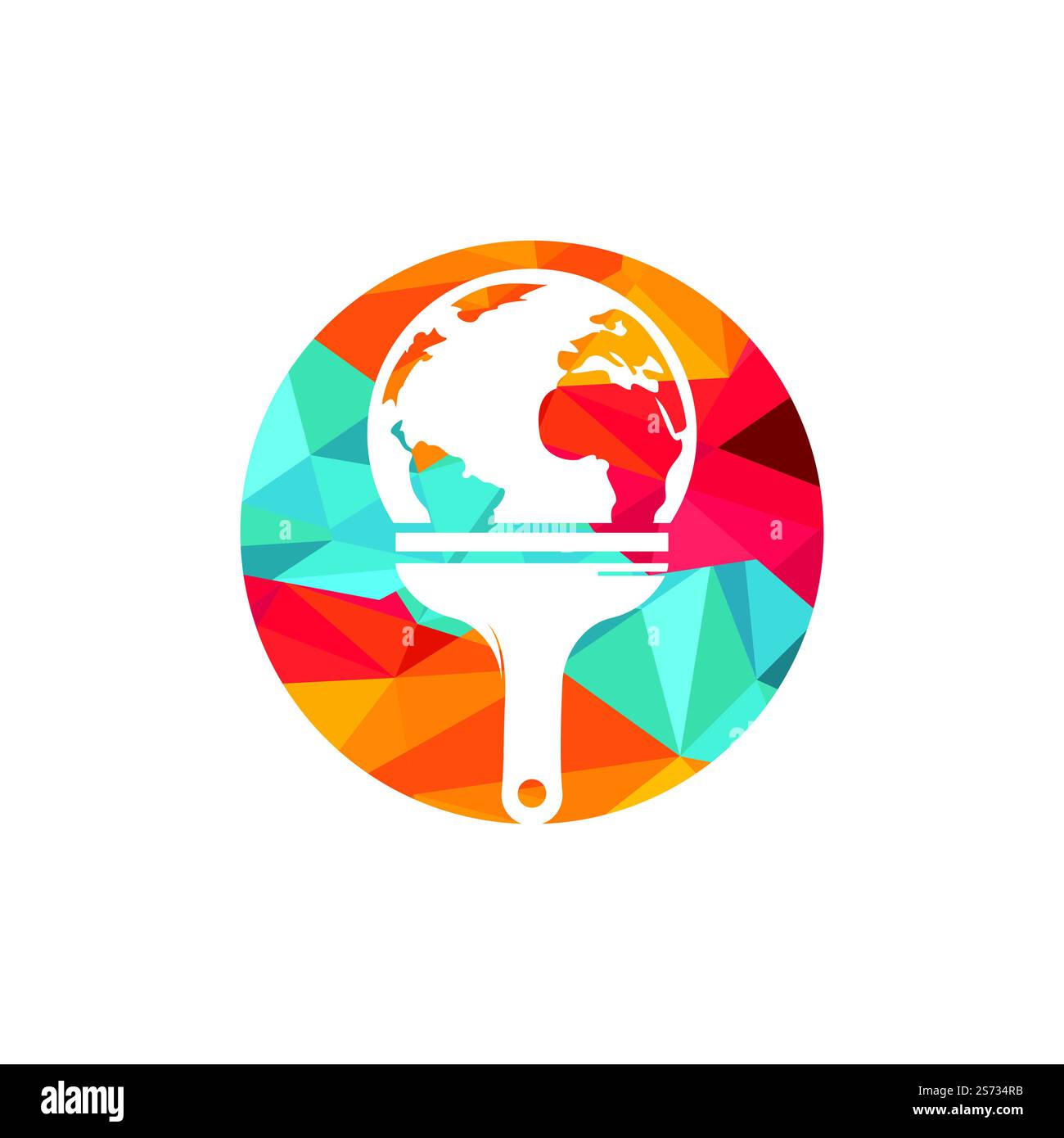 Paint brush and globe vector logo design. Global paint icon logo ...