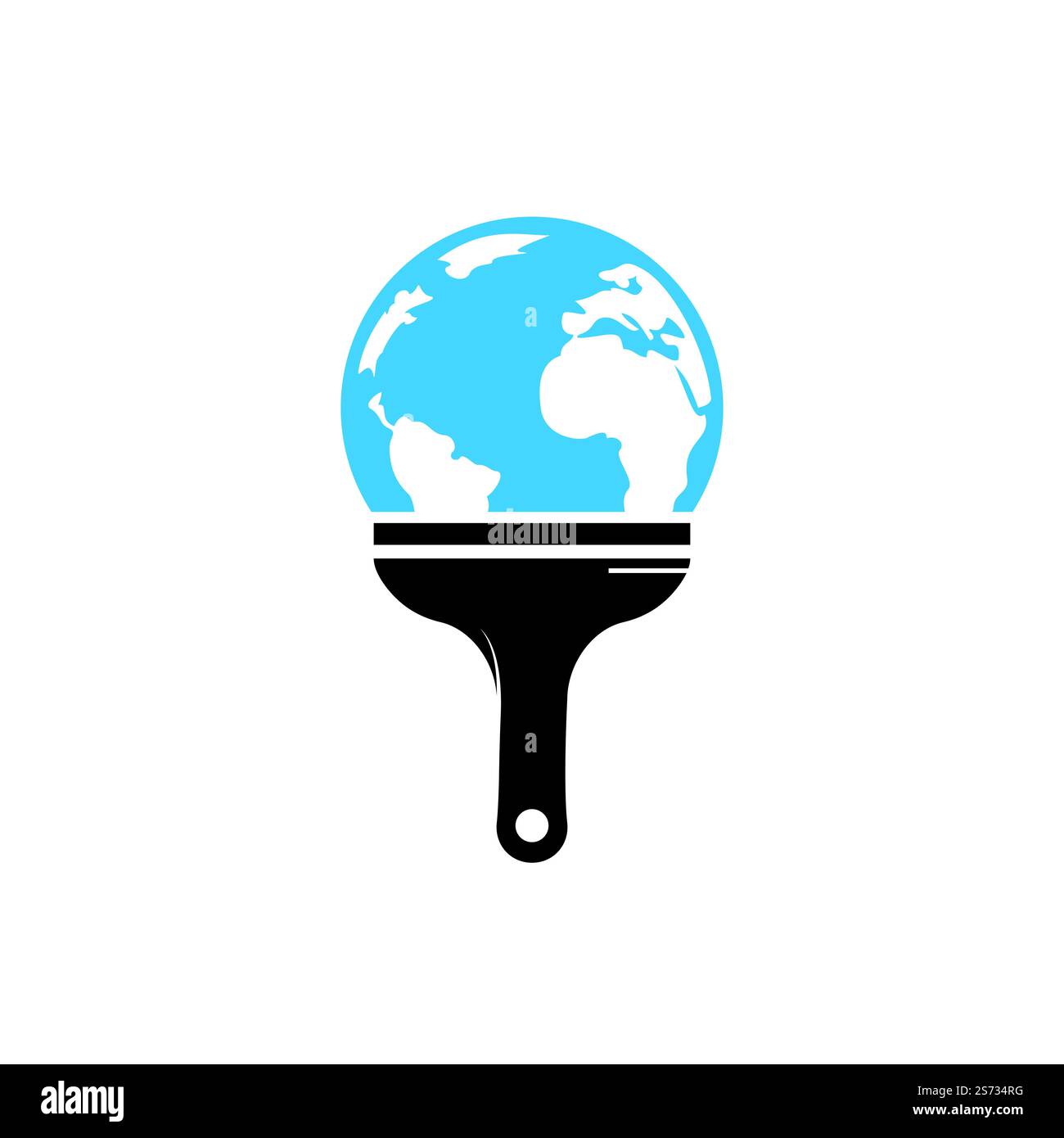 Paint brush and globe vector logo design. Global paint icon logo ...