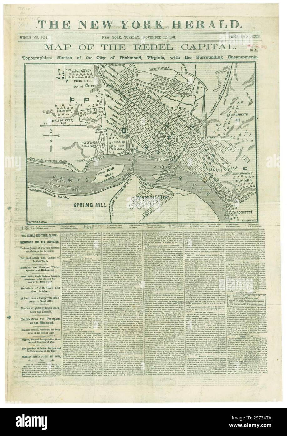 Map of the rebel capital : topographical sketch of the city of Richmond ...