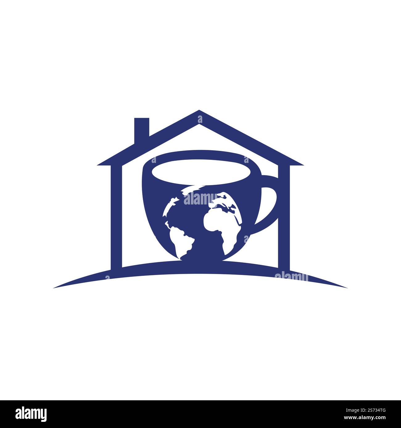 Creative Coffee cup with globe map vector logo design template Stock ...