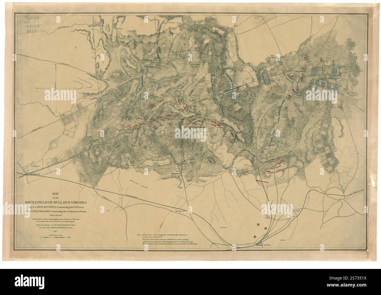 Map of the battlefield of Bull Run, Virginia. Brig. Gen. Irvin McDowell ...