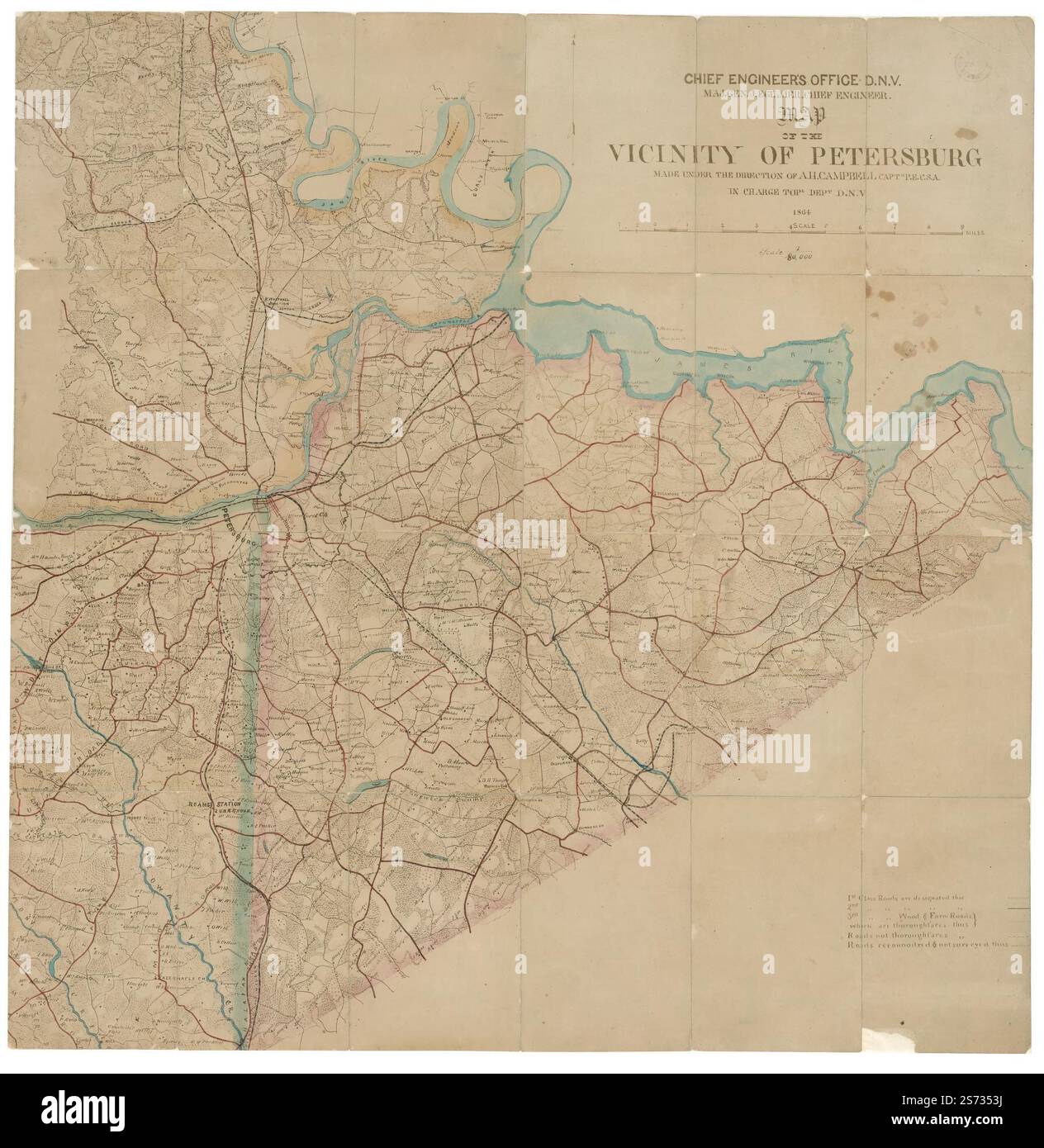 Map of the vicinity of Petersburg 1864 by Campbell Albert H. (Albert ...