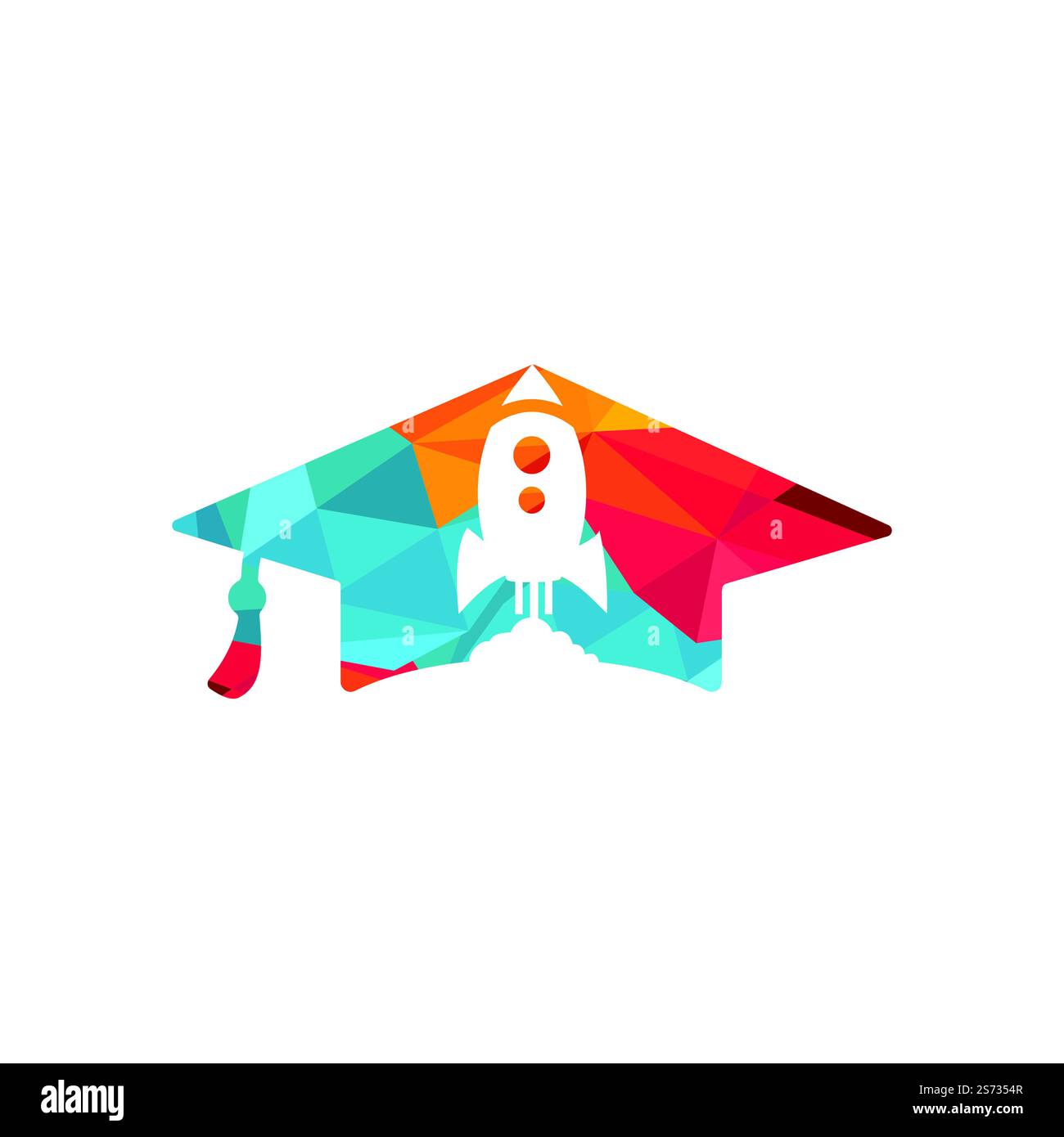 Graduation cap with rocket logo design. Rocket logo for aviation ...