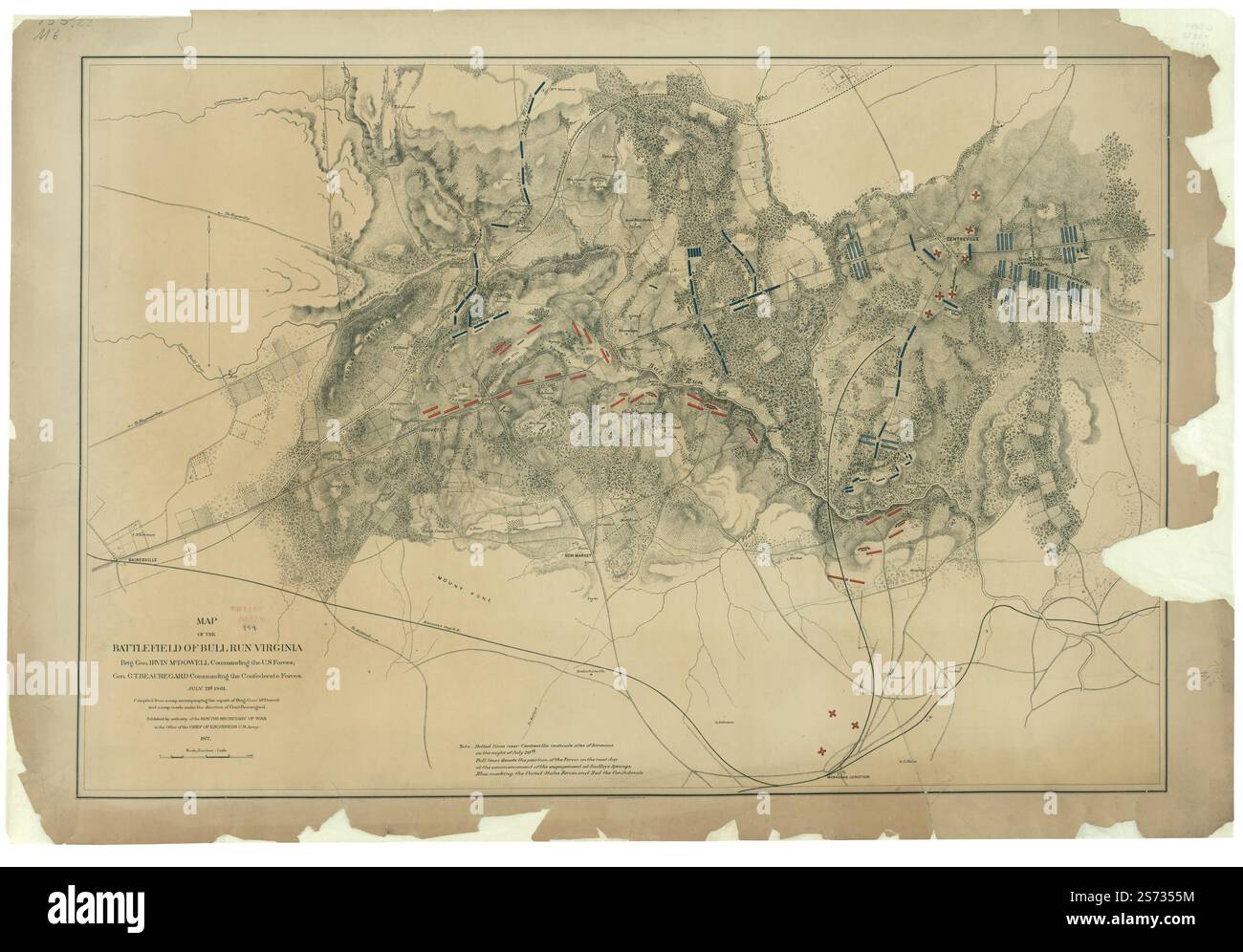 Map of the battlefield of Bull Run, Virginia. Brig. Gen. Irvin McDowell ...