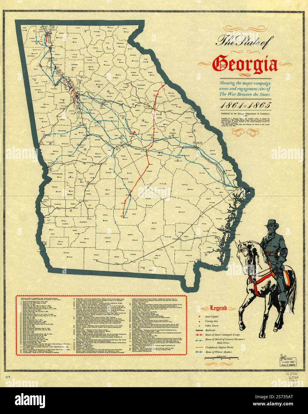 The State of Georgia, showing the major campaign areas and engagement ...