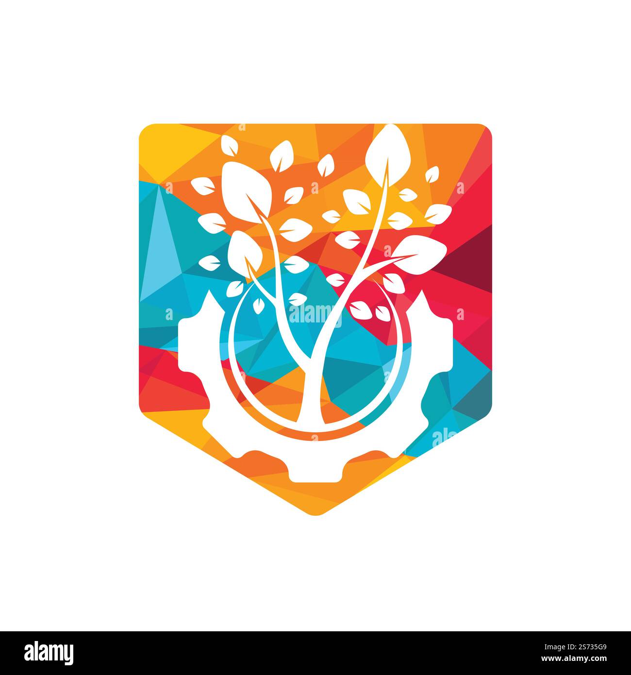 Gear tree vector logo design template. Modern nature technology logo ...