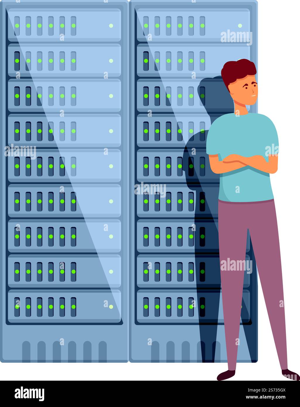 System server icon cartoon vector. Computer administrator. Engineer ...
