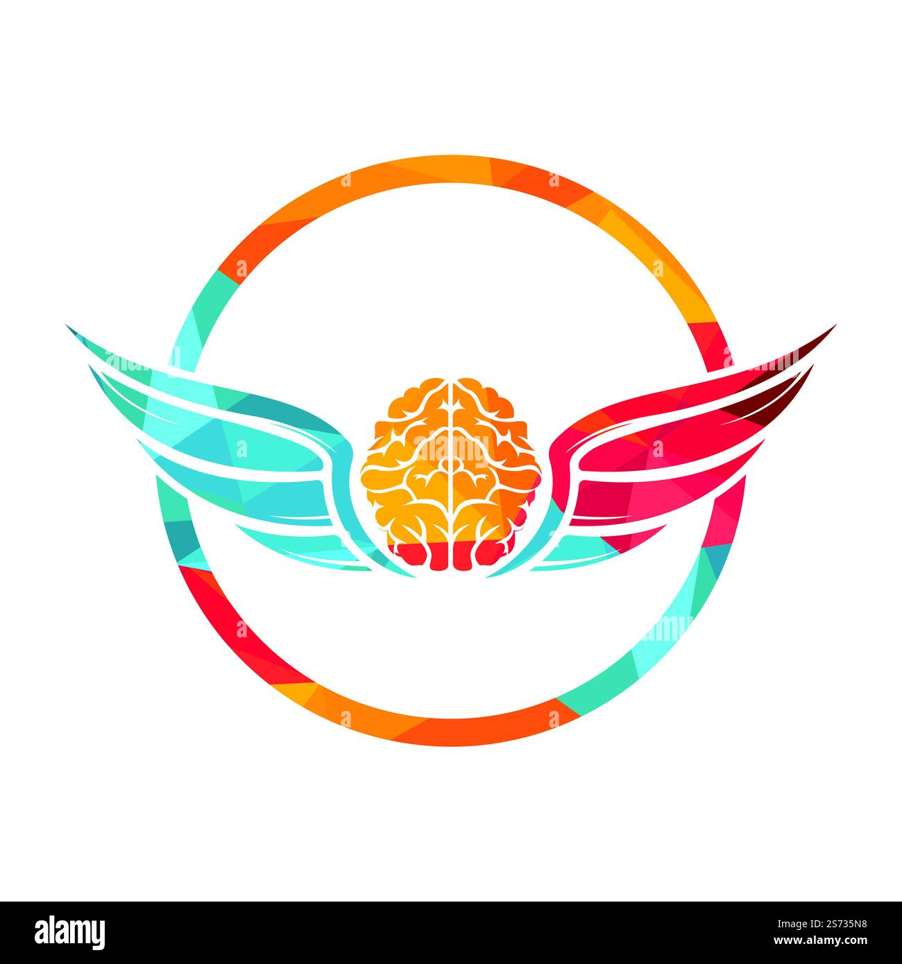 Flying brain with wings vector logo design template. Free mind logo ...