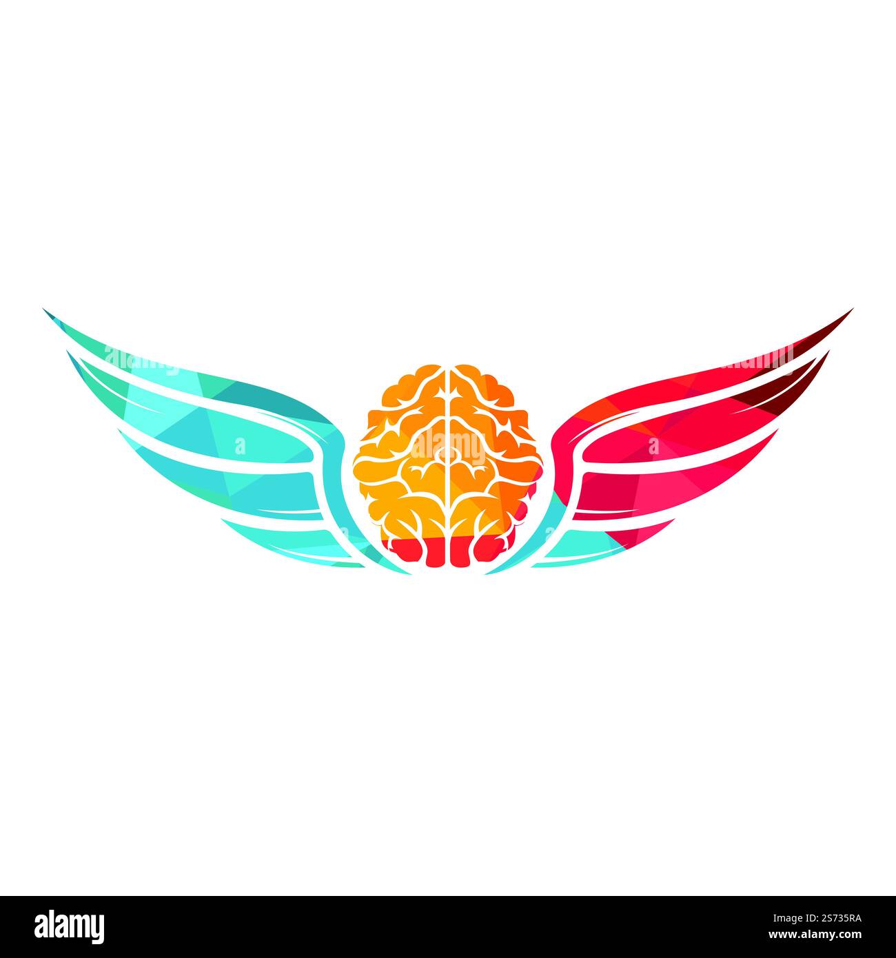 Flying brain with wings vector logo design template. Free mind logo ...