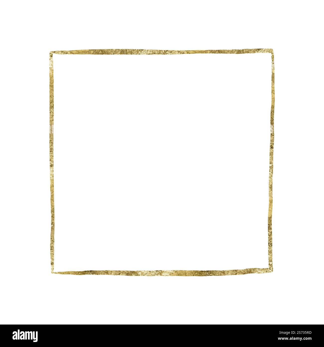 Golden square frame, wreath, digital graphics, handmade digital ...