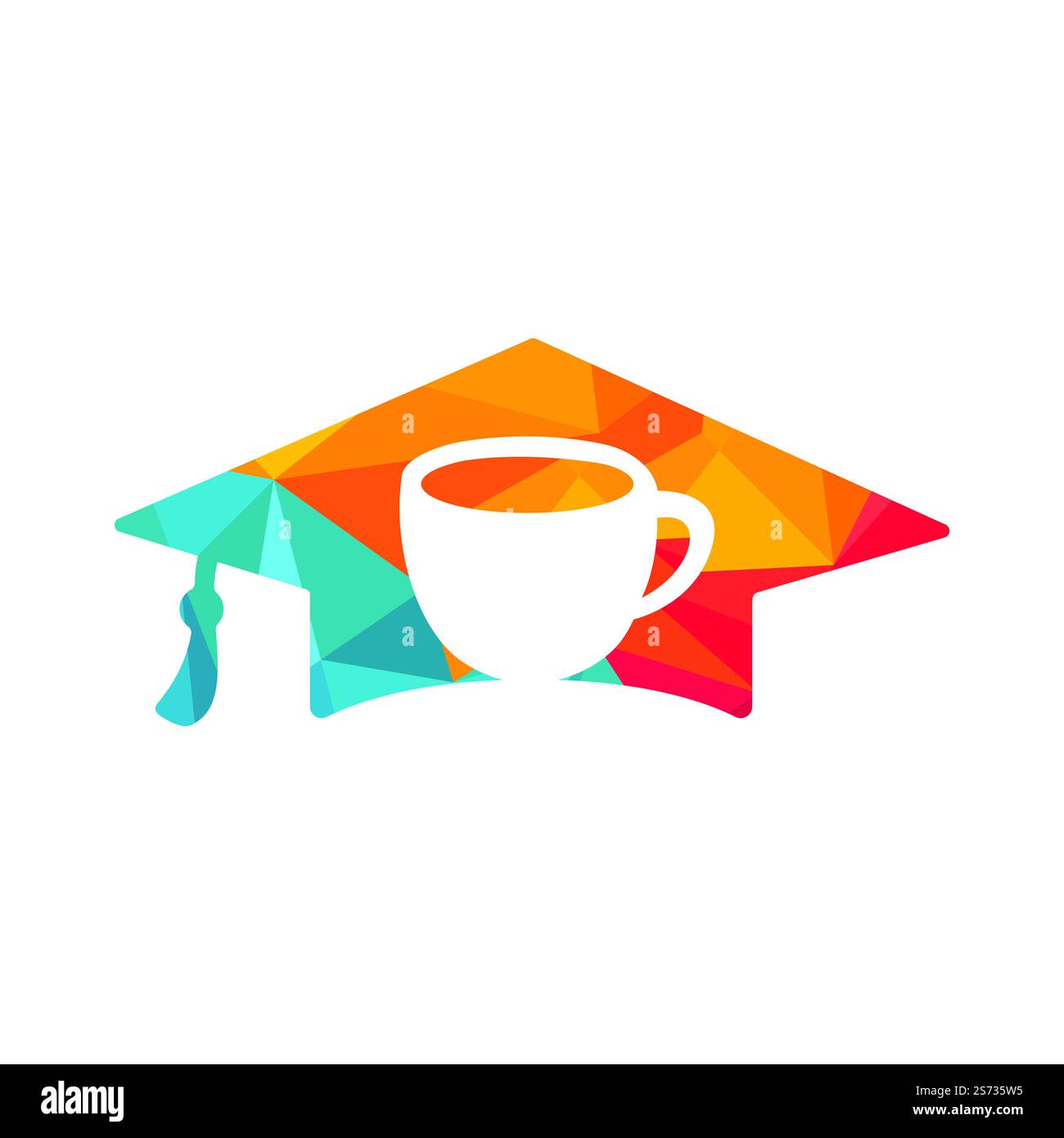 Student Coffee vector logo template. Logo symbol of the graduation cap ...