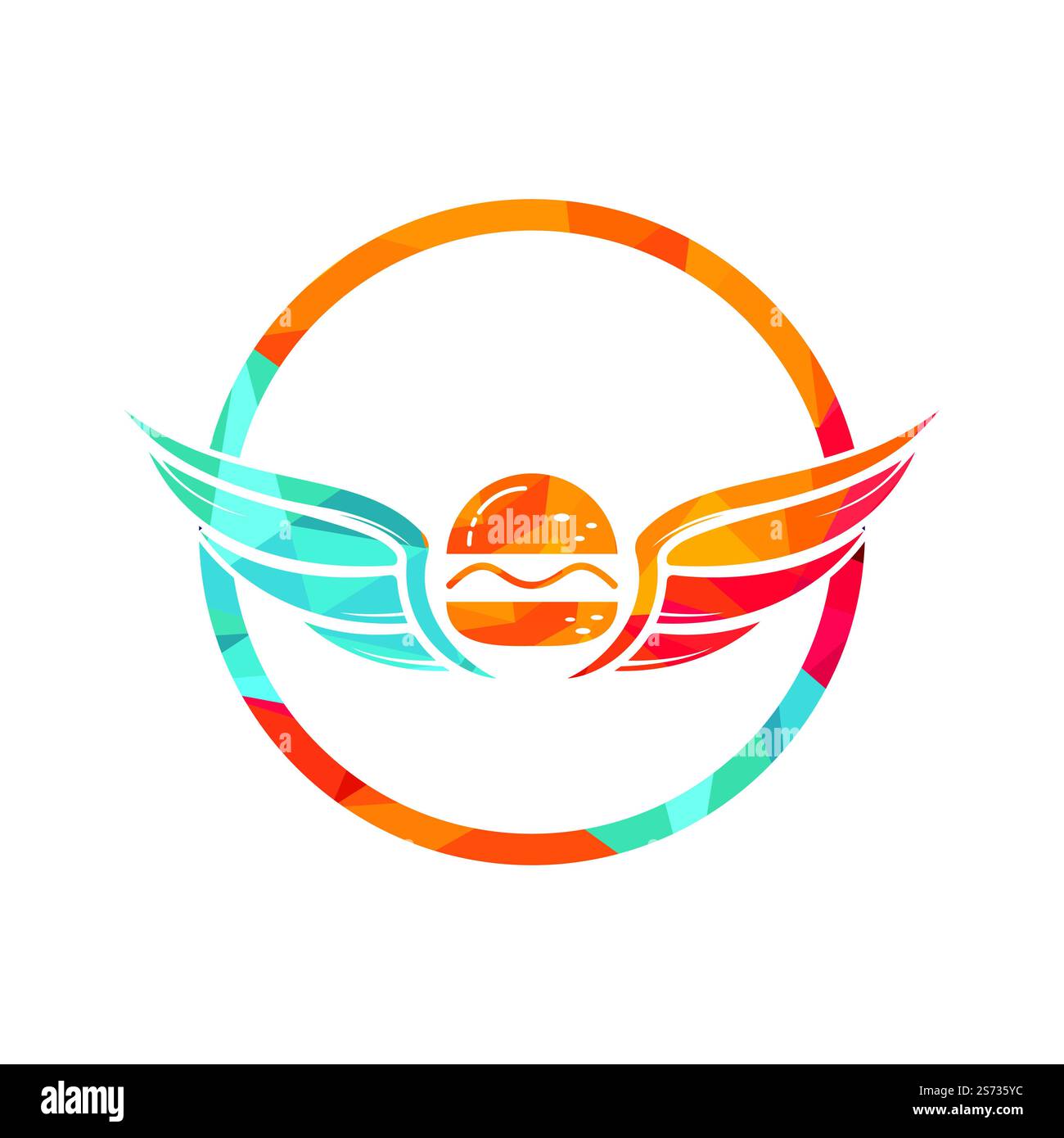 Angel burger logo with wings logo design. Flying burger logo concept ...