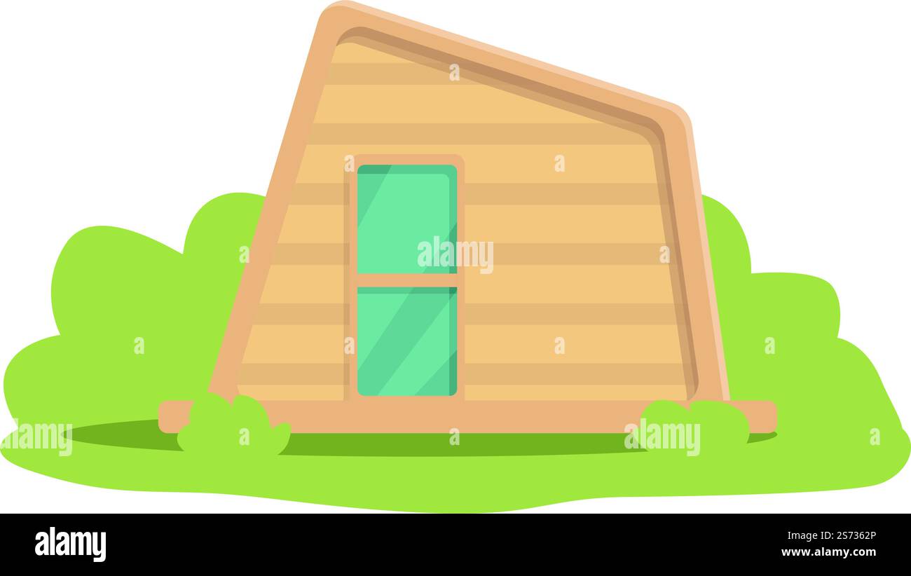 Glamping wood house icon cartoon vector. Tent camping. Nature weekend ...